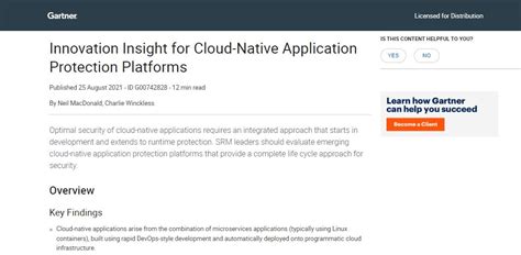 Innovation Insight For Cloud Native Application Protection Platforms