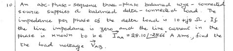 Solved An Abc Phase Sequence Three Phase Balanced