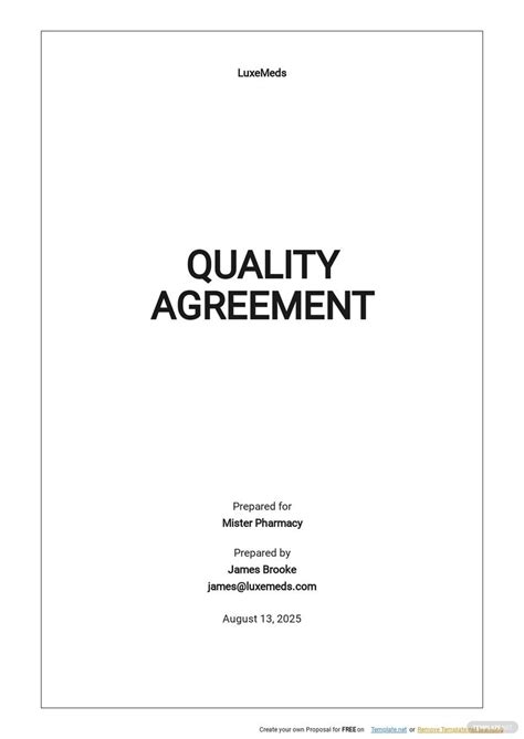 Quality Agreement Template