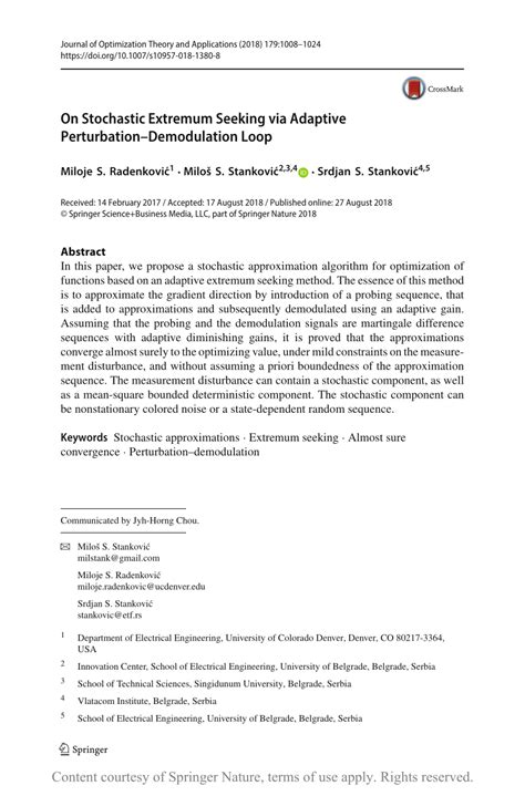 On Stochastic Extremum Seeking Via Adaptive Perturbationdemodulation