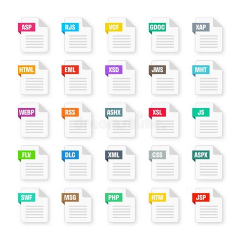 Common System File Formats Document Types And Extensions Flat Style