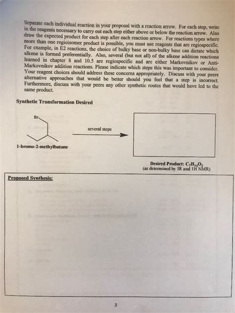 solved 2 below is a synthetic scheme that is missing the