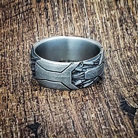 Mech Titanium Ring Robotic Ring 9mm Wide Battleworn Etsy