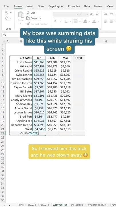 Autosum Magic Trick In Excel Shorts Youtube
