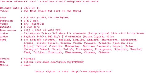 Telechargez Les Sous Titres Du Film The Most Beautiful Girl In The