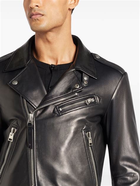 Tom Ford Leather Biker Jacket Black Editorialist Leather Biker