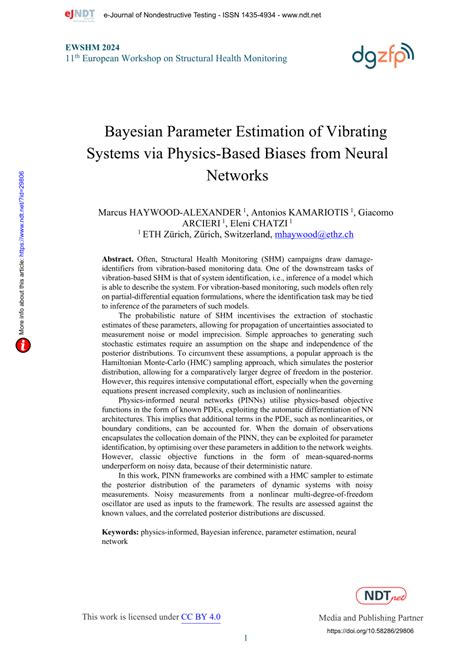 pdf bayesian parameter estimation of vibrating systems via physics
