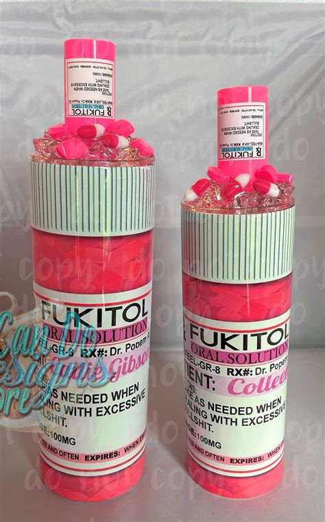 Cup Lid Fukitol Pink Glitter Prescription Pill 3d Ice Lid Topper