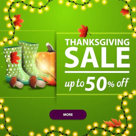 Premium Vector Thanksgiving Sale Up To 50 Off Square Green Web
