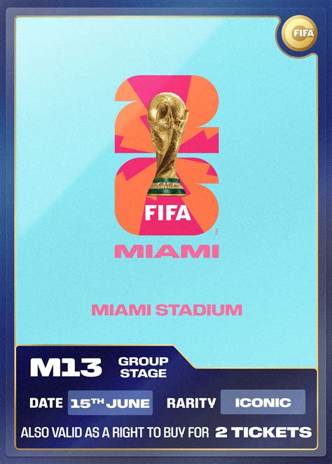 Collectible Also Valid As Rtb For 2 Tickets To M13 Miami Fifa Collect