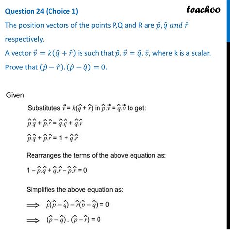 [class 12] the position vectors of the points p q and r p q and r
