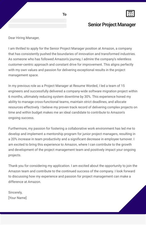 14 Senior Project Manager Cover Letter Examples Plus Recruiter