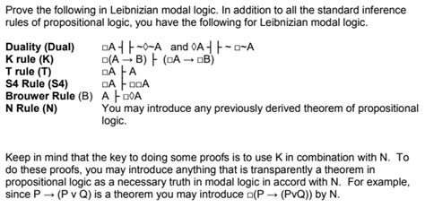Prove The Following In Leibnizian Modal Logic In Prove The Following In Leibnizian Modal Logic In