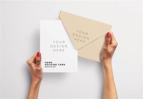 Hands Holding 5x7 Card With Envelope Custom Scene