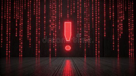 Red Neon Exclamation Point In Binary Code Stock Illustration Illustration Of Futuristic Code