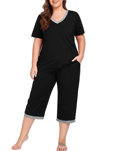 Cueply Women Plus Size Pajamas Set Short Sleeve Pjs Sleepwear