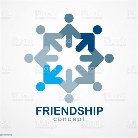 팀웍 사업가 화합과 협력 개념 사람들이 승무원으로 간단한 기하학적 인 요소를 사용 하 여 만든 벡터 아이콘입니다 우정 드림 팀 미국된 승무원 블루 디자인입니다 아이콘에 대한
