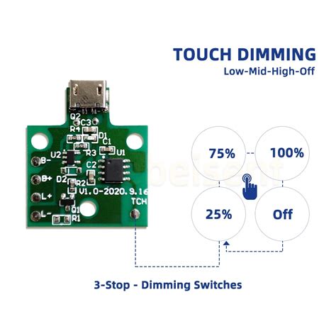 LED Light Charging Touch Control Board DC V A Stepless Dimming Support Micro USB Interface