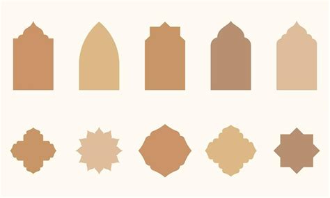 Set Of Islamic Shape Illustration Flat Islamic Door And Arabic Window Shape Illustration