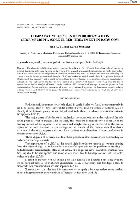 Pdf Comparative Aspects Of Pododermatitis Circumscripta Sole Ulcer