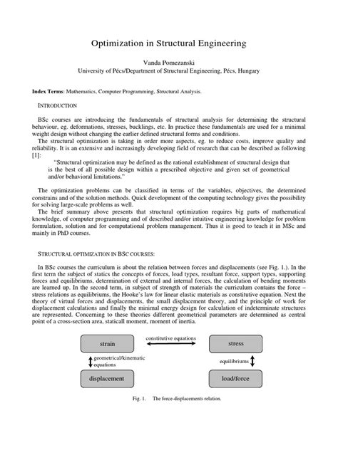 Optimization In Structural Engineering Pdf Structural Analysis Mathematical Optimization