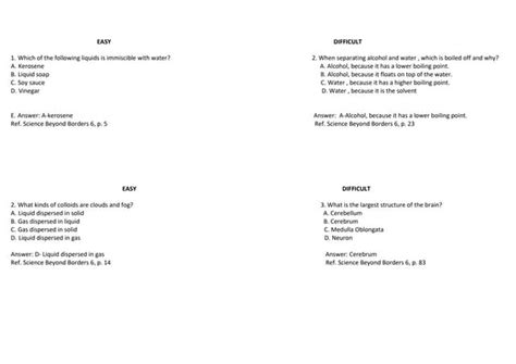 Science Quiz Bee Questions Doc For Elementary Science Doc