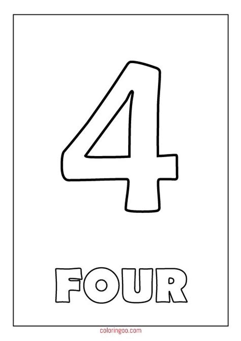 Number 4 Coloring Pages Printable Laylaropholder