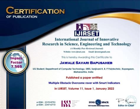 Publicationmilestone Rovertech Innovation Savari Jawale