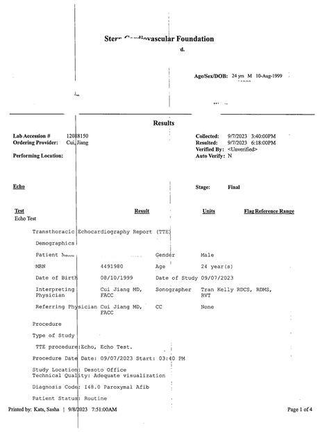 Got My Echo Resulte Back But No Word From My Dr Any Advice On Results