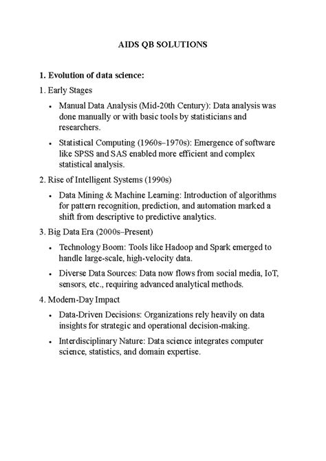 Aids Qb Solutions Data Science Evolution And Machine Learning Insights