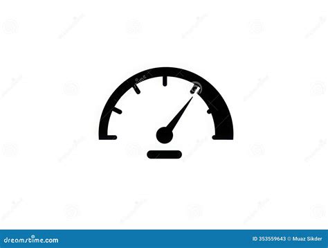 Speedometer Icon Black And White Graphic Circular Design Minimalist Illustration Dashboard