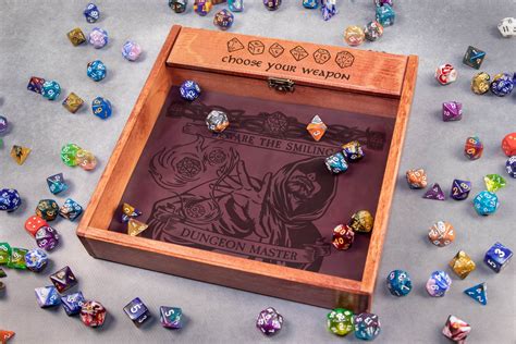 Custom Wooden Dnd Dice Box Tray Rpg Dice Rolling Mat Tabletop Etsy Canada