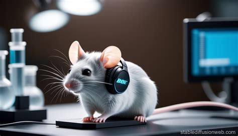Lab Mouse Wearing Bose Headphones On Ears And Rayban Wayfarer Working