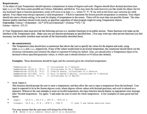 Solved The Idea Is To Create A Class Called Temperature Used