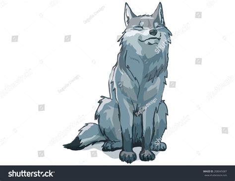 Wolf Sitting Stock Illustration 208045087 Shutterstock