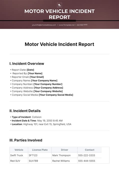 Free Motor Vehicle Incident Report Template To Edit Online