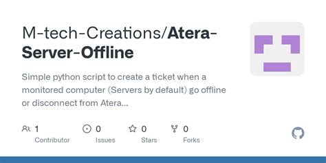 Github M Tech Creations Atera Server Offline Simple Python Script To Create A Ticket When A