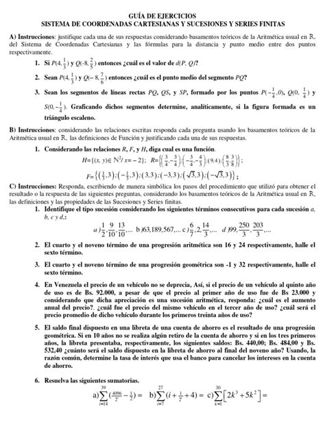 Ejercicios Sucesiones Y Series Finitas Pdf Secuencia Geometría