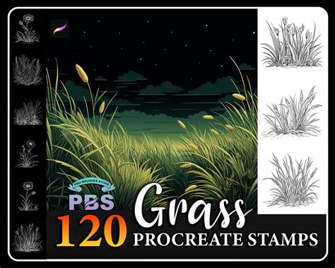 120 Procreate Grass Stamps Grass Brush For Procreate Plant Procreate