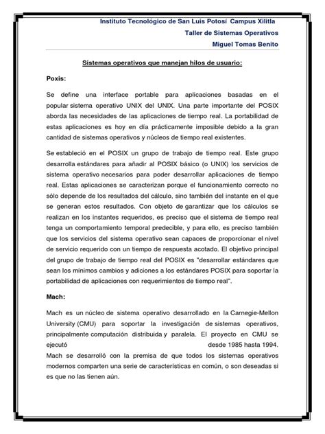 Hilos De Usuario E Hilos Kernel Pdf Kernel Sistema Operativo