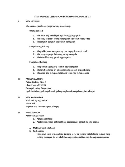Multigrade Lesson Plan Pdf