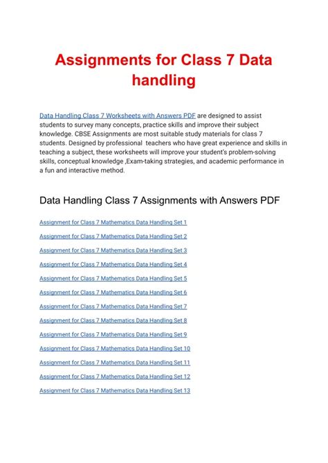 Ppt Data Handling Class 7 Worksheets With Answers Pdf Download
