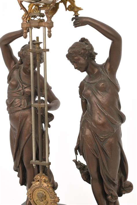 Lot Ansonia Clock Co Double Figure Swinging Clock