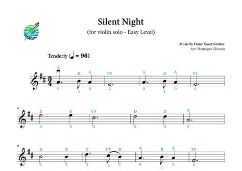 Silent Night Violin Solo With Fingerings Bowings And Letter Names
