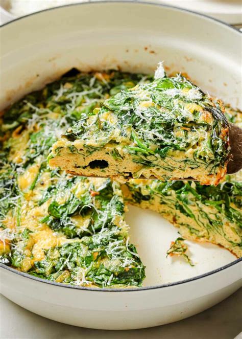 Fluffy Spinach Frittata With Parmesan Cheese Running To The Kitchen®