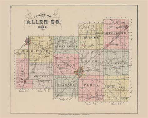 Allen County Ohio 1880 Old Town Map Reprint Homeowner Names