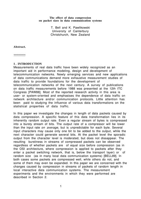 Pdf The Effect Of Data Compression On Packet Sizes In Data Communication Systems