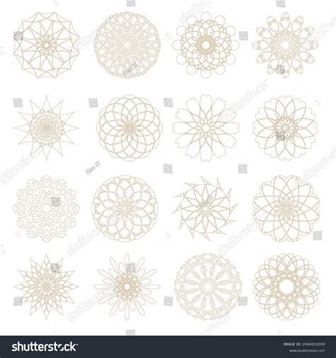 Set 16 Circular Design Elements Spirograph Stock Vector Royalty Free