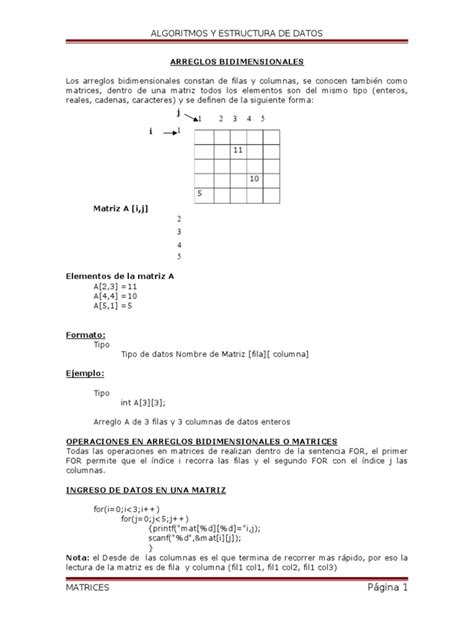 Matrices En C Matriz Matemáticas Algoritmos Y Estructuras De Datos