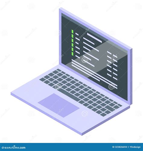 Laptop Showing Programming Code On Screen Isometric View Stock Vector Illustration Of